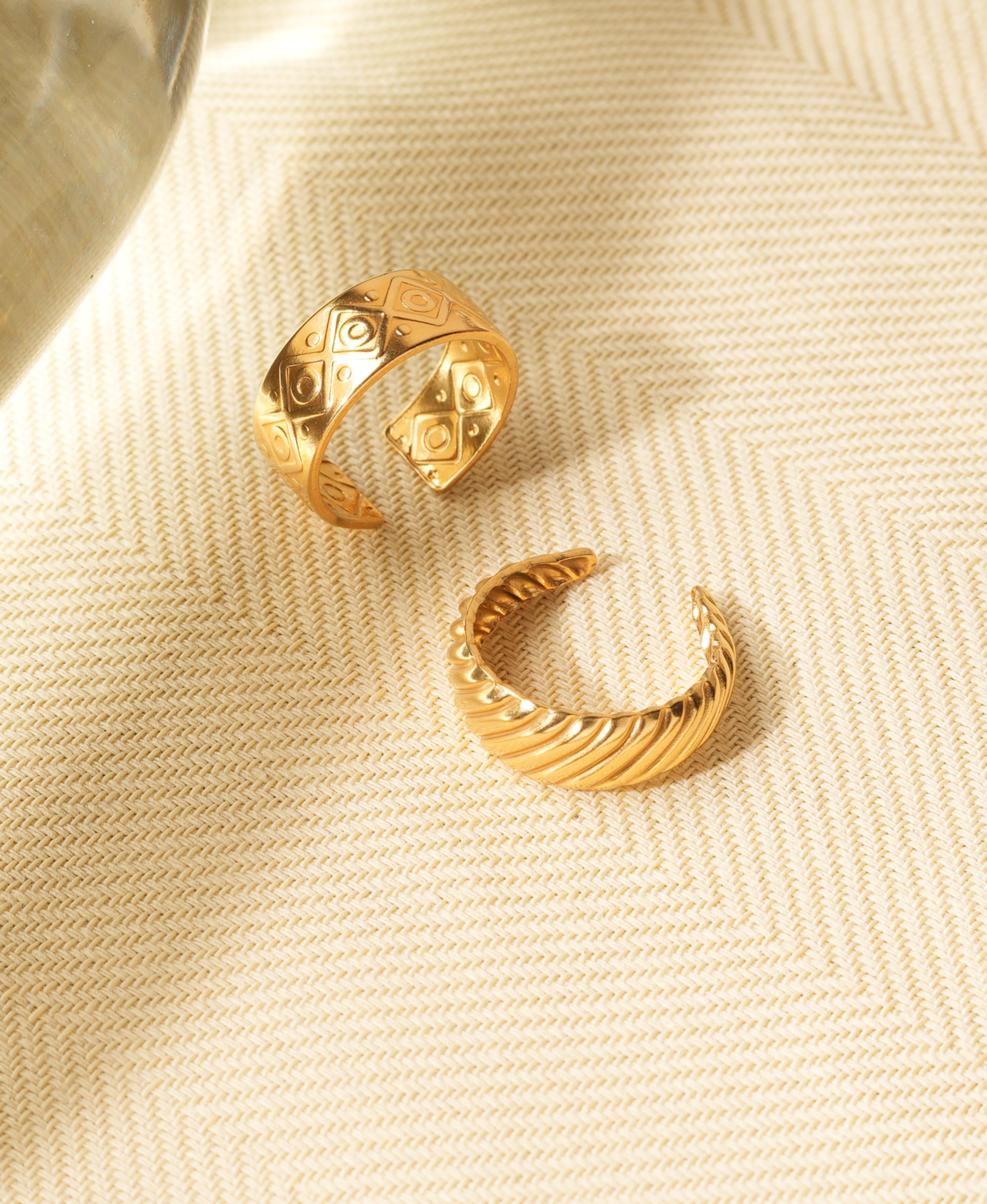 Golden Anti-Tarnish Ring Set – Pack of 2